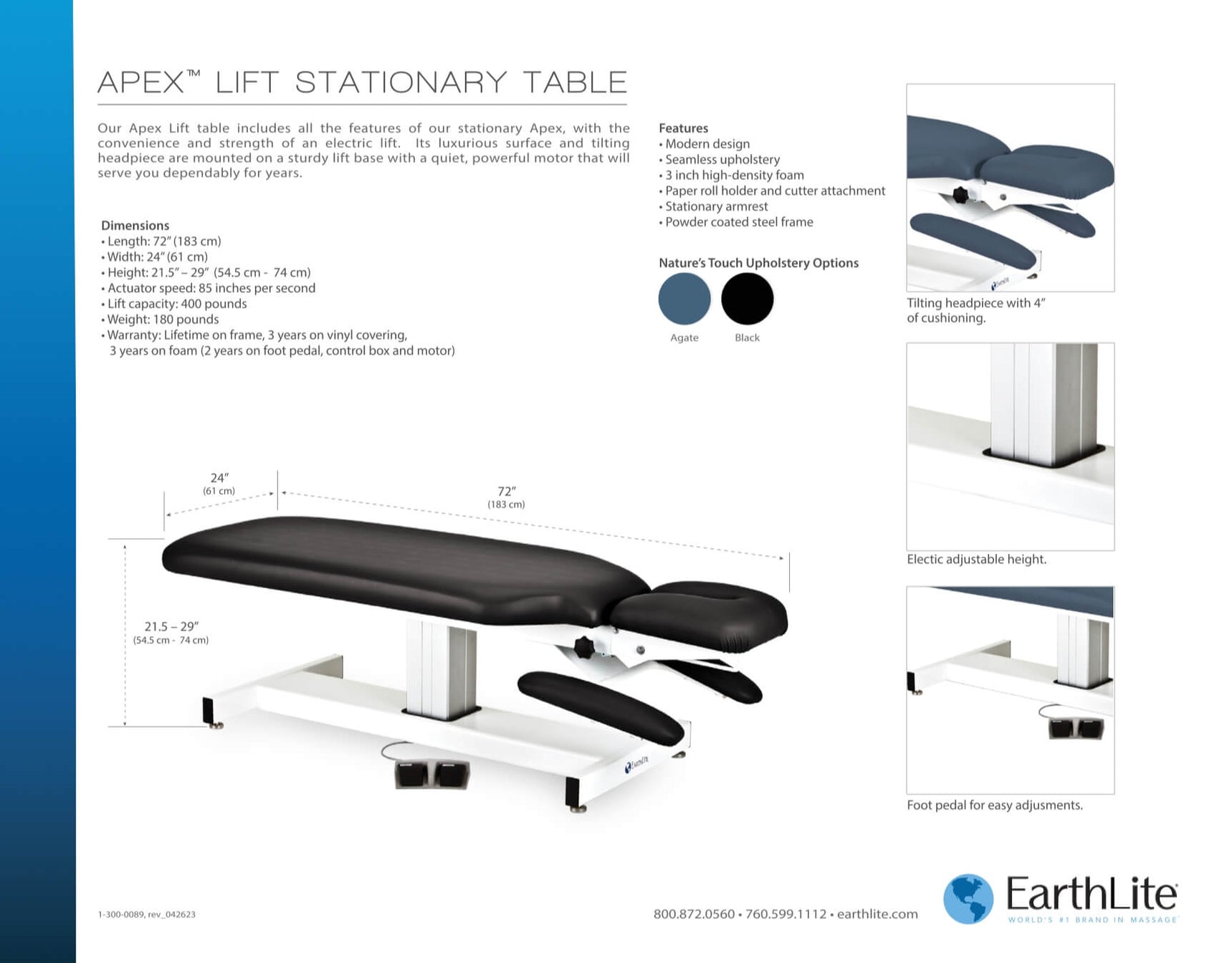 Earthlite Apex Lift Treatment & Adjusting Bench — Spa & Bodywork Market