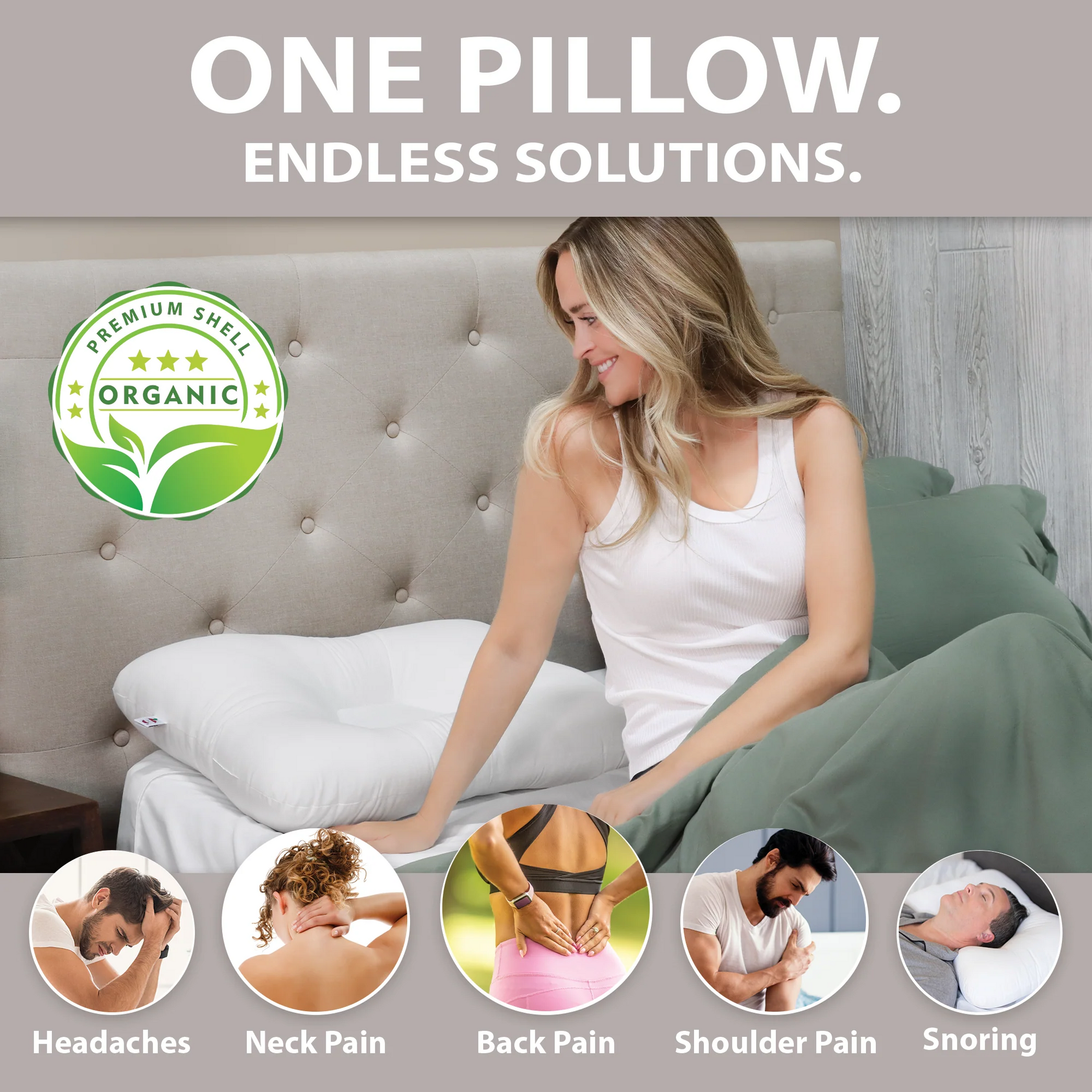 Tri-Core Natural Cervical Support Pillow with Premium Organic Cotton S ...