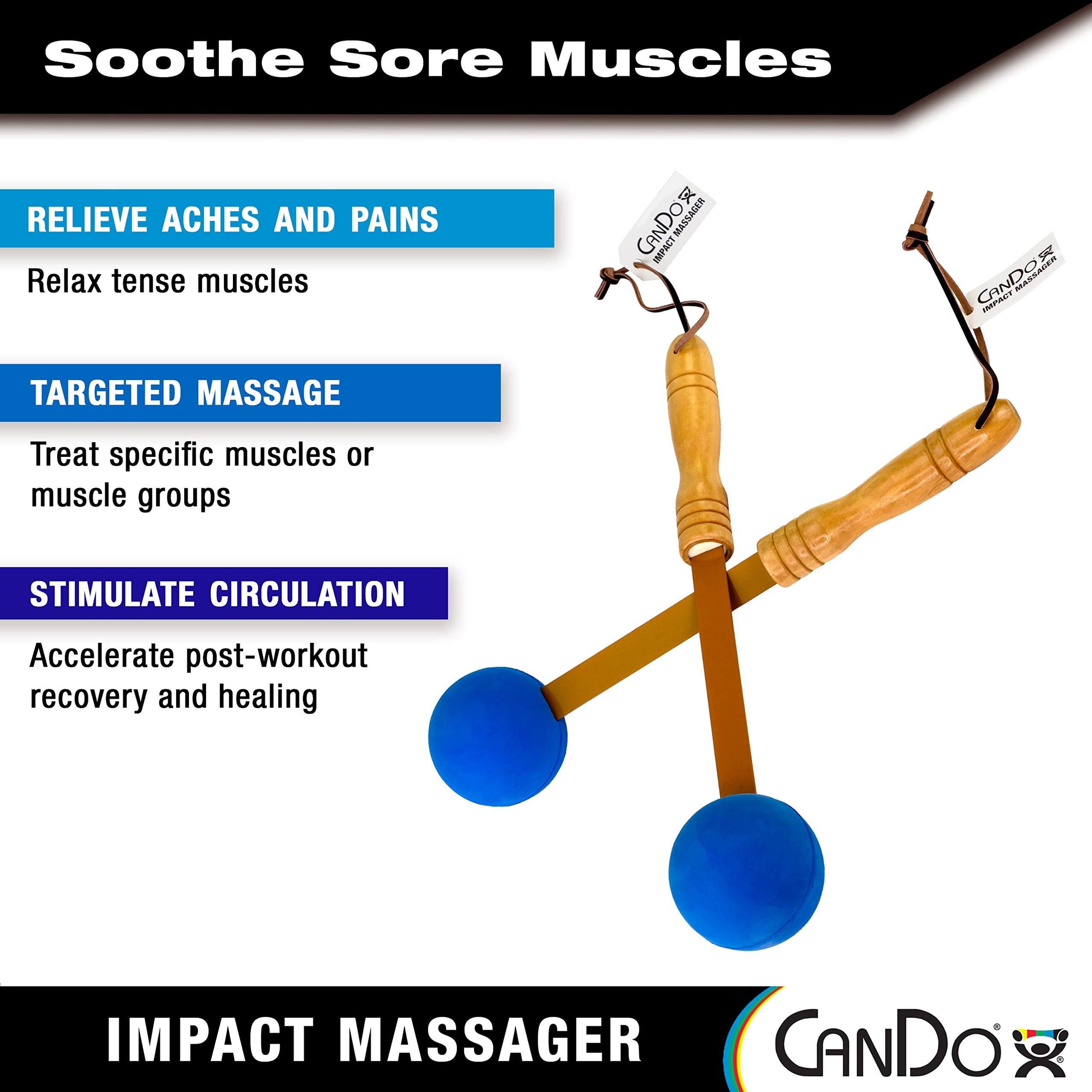 CanDo Percussion Massagers 2 Pack Manual Ball Massage, Flexible Stick ...